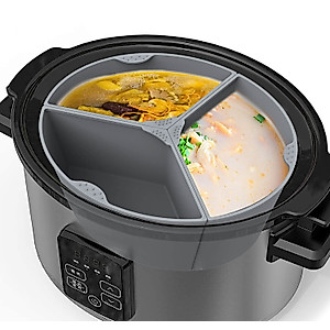 Silicone Slow Cooker Divider fit for Crockpot Leakproof Anti-Slip Reusable Insert Cooking Liner for 6QT Oval Slow Cookers Kitchen Accessories BPA Free Dishwasher Safe 3 Packs 3 in 1