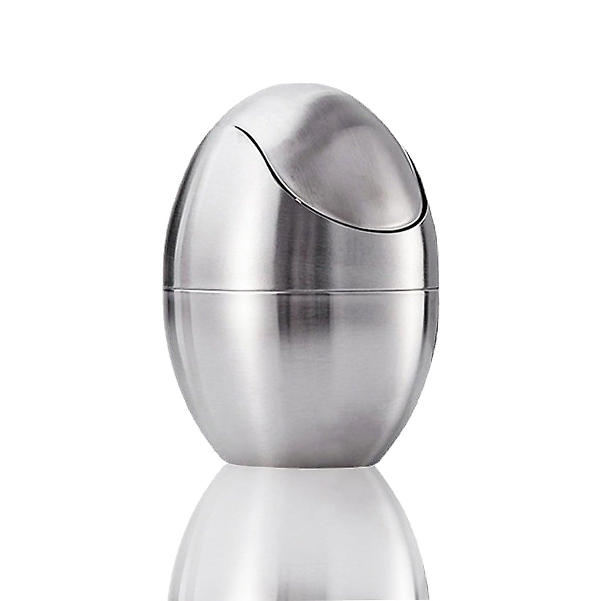 Chemlliy Mini Trash Can with Lid, Tiny Stainless Steel Countertop Trash Can, Egg Shaped Small Desk Trash Can Garbage Bin, Come with Trash Bag