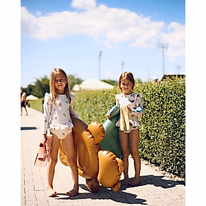 LDIOIF Toddler Girls Long Sleeve Swimsuit Zipper Rash Guard One Piece Bathing Suit UPF50 Pink Cherry Sunsuit w/Ruffle 18-24M