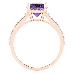 Clara Pucci 2.25 ct Round Cut Solitaire with accent VVS1 Alexandrite Designer Anniversary Bridal Engagement Ring 14k Rose Gold 8