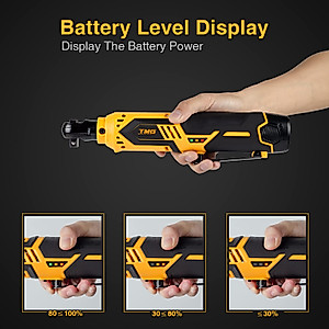 Meagle Electric Cordless Ratchet Wrench, 3/8 Inch 40 Ft-lbs 230 RPM 12V Power Ratchet Wrench w/ 60-Min Fast Charge, Variable Speed, 2.0Ah Lithium-Ion Batteries &Tool Bag