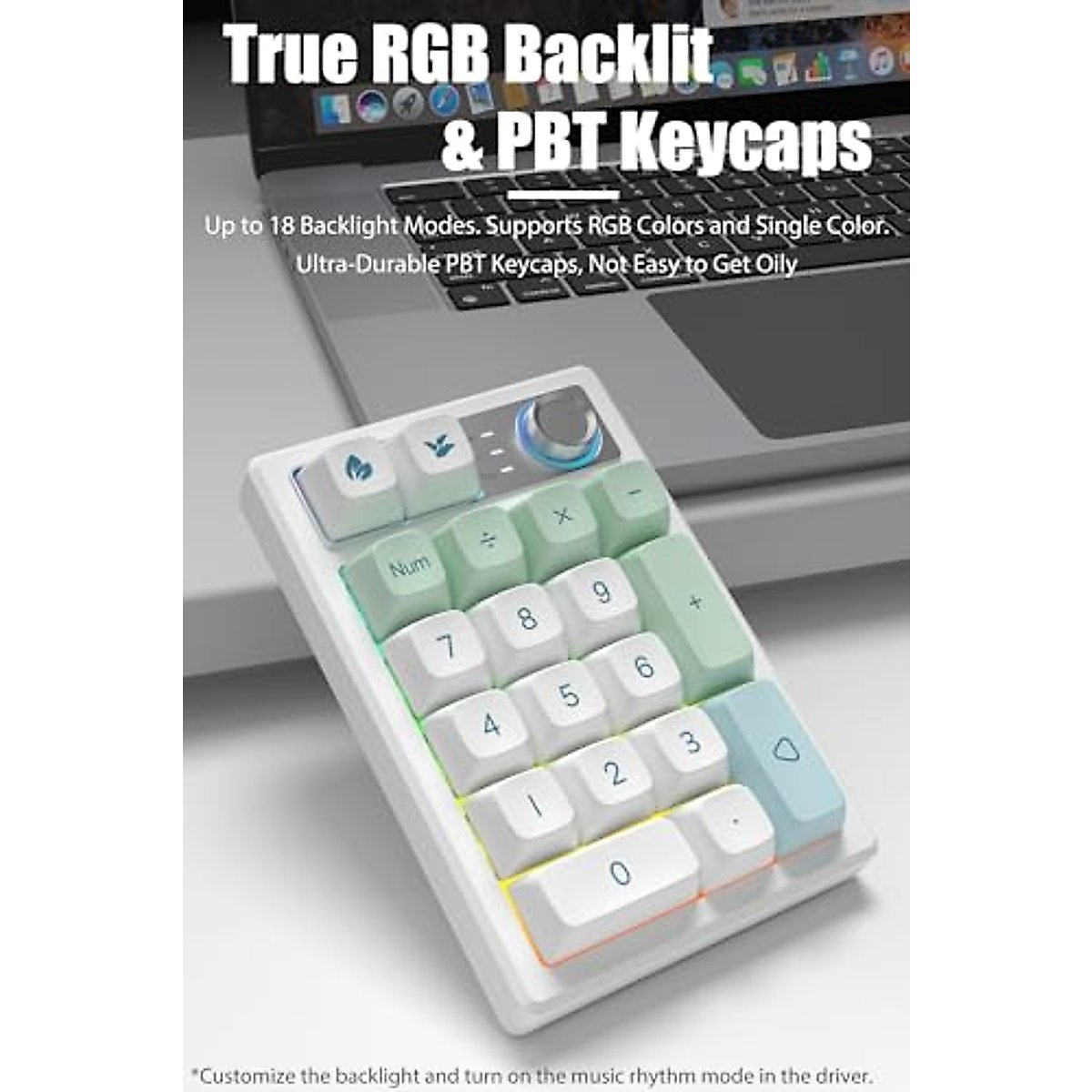 TISHLED Gasket Creamy Mechanical Numpad Programmable Macro Keypad Wireless 2.4G/Bluetooth 5.0/Wired USB-C RGB Backlit Hot Swappable Number Pad Rechargeable Numeric Keyboard Metal Knob for Win/Mac