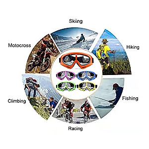 ARMADIO 5PACK Motorcycle Goggles Dirt Bike ATV Motocross Goggles Outdoor Sports Tactical Combat Military Glasses for Men Women Kids (Rainbow Frame)