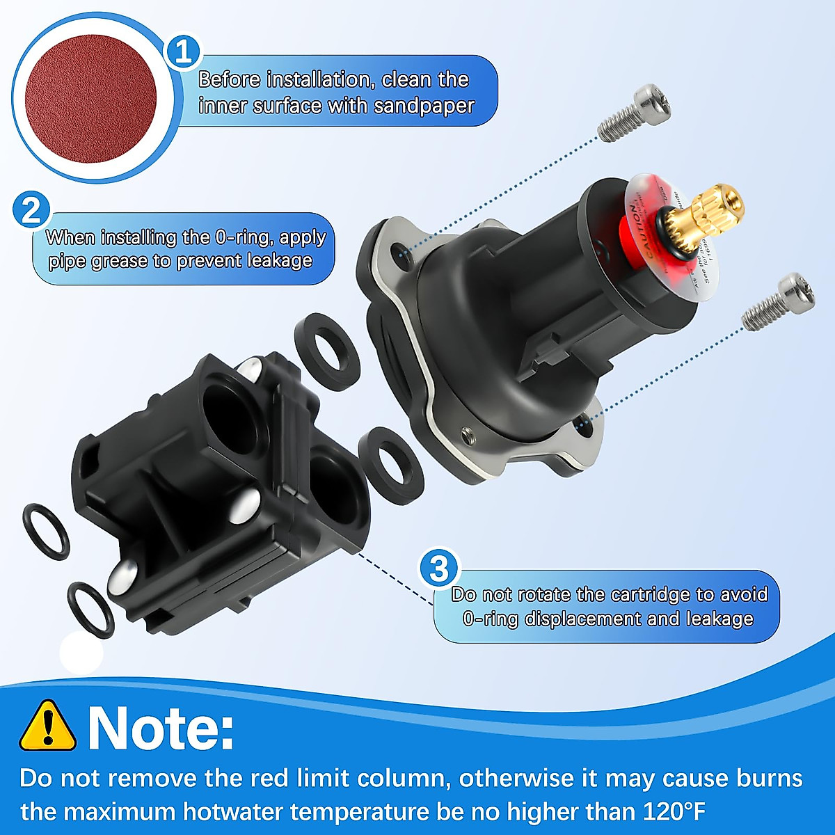 GP76851 Mixer Cap and GP500520 Pressure Balancing Unit Kit, Compatible with Kohler GP77759, GP876851 Part, Shower Valve Cartridge Replacement Repair Kit for Rite Temp and 1/2" Shower Valve