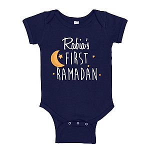 My First Ramadan Custom Name Baby Bodysuit Infant One Piece 12 mo Navy Blue