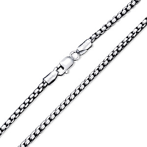 PDTJMTG 925 Sterling Silver Round Box Chain 1MM, 1.5MM, 2MM, 2.5MM, 3MM Silver/Gold Square Rolo Chain Necklace for Men Women 18, 20, 22, 24, 26 Inch (22 Inches, 2.5mm Wide, 1.Silver)