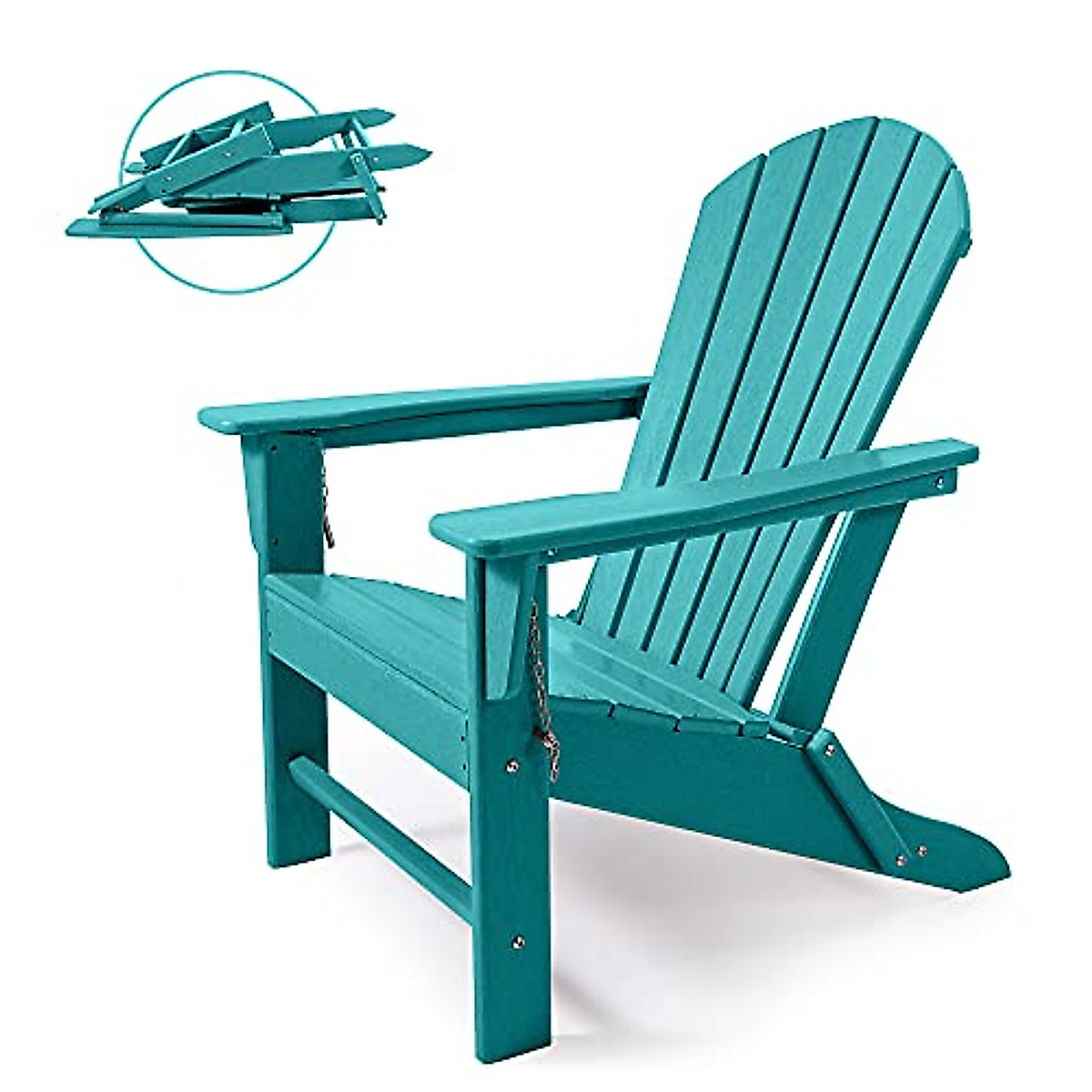 ASTEROUTDOOR Outdoor Folding Plastic Adirondack Chair with Weather Resistant & Easy Maintenance for Patio, Deck, Garden, Backyard, Beach, Pool and Fire Pit, Blue