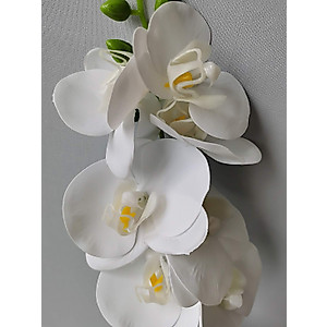 Suandsu 1 Bouquet Artificial Phalaenopsis Fake Butterfly Orchid Home Hotel Office Garden Craft Art Decor 19'' High White
