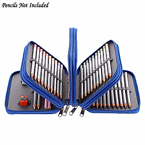 BTSKY® Handy Wareable Oxford Pencil Bag 72 Slots Pencil Organizer Portable Watercolor Pencil Wrap Case (Blue)