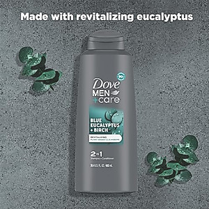DOVE MEN + CARE Men 2 in 1 Shampoo and Conditioner Eucalyptus + Birch for Healthy-Looking Hair Naturally Derived Plant Based Cleansers 20.4 oz