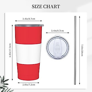 VKKOEWL Austrian Flag Stainless Steel Insulated Tumbler 20 Oz Travel Water Bottle Coffee Mug Drink Cup With Lid Straw