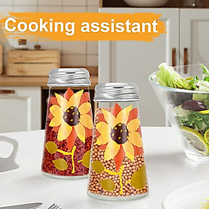 GERUSEA Hand Painted Tapered Salt and Pepper Shaker Set, Sunflowers, Yellow, 2.