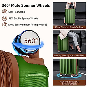 LARVENDER Luggage Sets 6 Piece, Expandable Hardside Suitcase Set Carry on Luggage with Spinner Wheels, Lightweight Travel Luggage Set with TSA Locks for Men and Women, Green