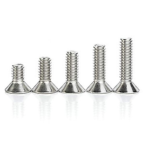 1/4-20 x 1/2", 5/8", 3/4", 7/8", 1" Flat Head Socket Cap Screws, Allen Socket Drive, Stainless Steel 18-8 (304), Bright Finish, Fully Threaded, 50 PCS