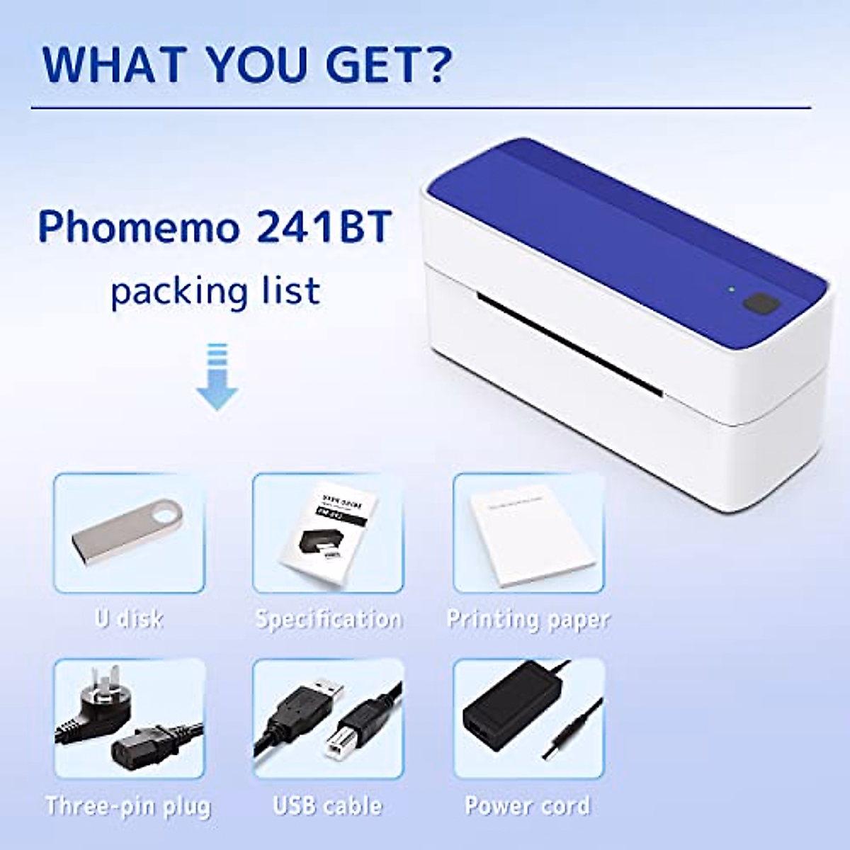Bluetooth Thermal Label Printer, Phomemo Wireless 4x6 Shipping Label Printer for Shipping Packages, High Speed Desktop Label Maker for Small Business, Compatible with Amazon, Etsy, Ebay, USPS, Shopify