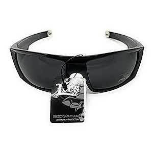 Locs Men's Original All Black Hardcore Sharp Square OG Sunglasses, Wrap