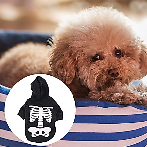 ULTECHNOVO Boys Costumes Halloween Dog Hoodie Glow in The Dark- Skeleton Dog Costumes- Flexible Ghost Jumpsuit Pet Clothing for Small Medium Large Dogs Cats Plain Hoodies