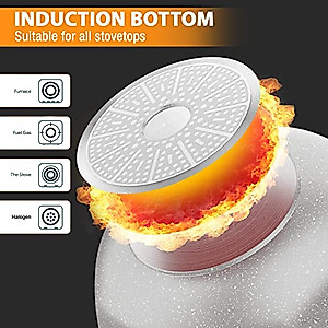 ITSMILLERS Ceramic Nonstick Octagonal Wok 12.5 inch Die-cast Induction Woks and Stir Fry Pans with Glass Lid PFOA Free (Cream White)