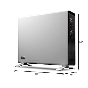 DeLonghi Convection Panel Heater, Full Room Quiet 1500W, portable electric heater is freestanding/easily wall mounted. Energy Saving, quick heat distribution, timer, white, HCX9115E