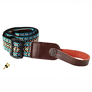 MUSIC FIRST Country style Soft Meshbelt & Genuine Leather Ukulele Strap Ukulele Shoulder Strap Version 2.0 With a MUSIC FIRST Genuine Leather Strap Locker