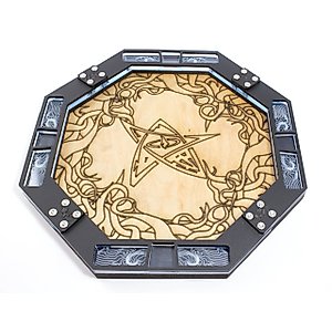 C4Labs Dice Tray-10 Octagon-Wood with Laser Etched Eldritch Cthulhu Lovecraft