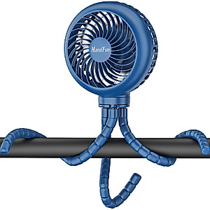 HandFun [2023 Upgraded] Stroller Fan, 5-26 Hours Long Last Stroller Fan Flexible Tripod Clip on for Baby, 360°Rotation Portable Rechargeable Fan for Car Seat Crib Bike Treadmill Peloton (Blue)