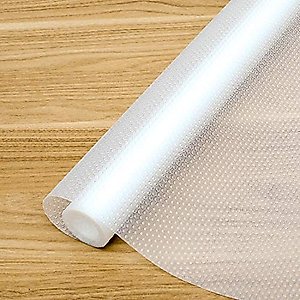 4 Rolls EVA Plastic Shelf Liner, Non-Adhesive Cabinet Drawer Shelf Liner, Non-Slip Fridge Liner, Kitchen Drawer Mats Cupboard Shelf Liner for Kitchen Home – (15.7 in x 6.56ft)/Roll, Clear