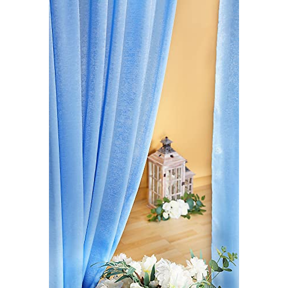 Cytdkve 2 Panels 4.8 Feet x 10 Feet Sky Blue Velvet-Like Wedding Backdrop Curtain Drapes, Silky Soft Window Curtains Panels for Wedding Ceremony Birthday Party Decorations