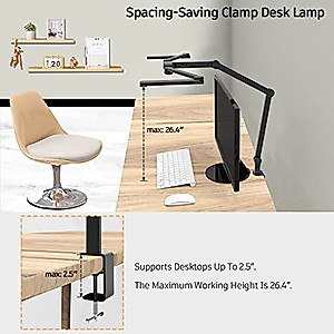 EPABINA LED Desk Lamp with Clamp, 41.5" Clamp on Architect Desk Lamp for Home Office, 24W Bright Tall Computer LED Desk Light Clip on Office Lamp Adjustable Overhead Table Light for Work Craft