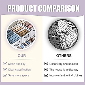 3 Pcs Wardrobe Clothes Organizer, Jeans Compartment Storage, Reinforced Handle Thickening Fabric, Foldable Washable Drawer Organizers, Mesh Clothes Storage Organizer for Bedroom (Gray)