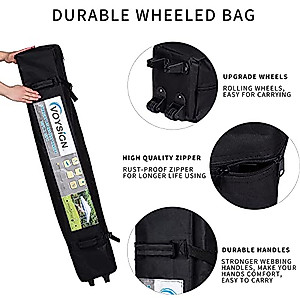 VOYSIGN 10x10 Pop Up Canopy Tent, Outdoor Instant Sun Shelter, White Color, Included 1 x Rolling Storage Wheeled Bag, 4 x Weight Bags, 4 x Guylines, 8 x Stakes…