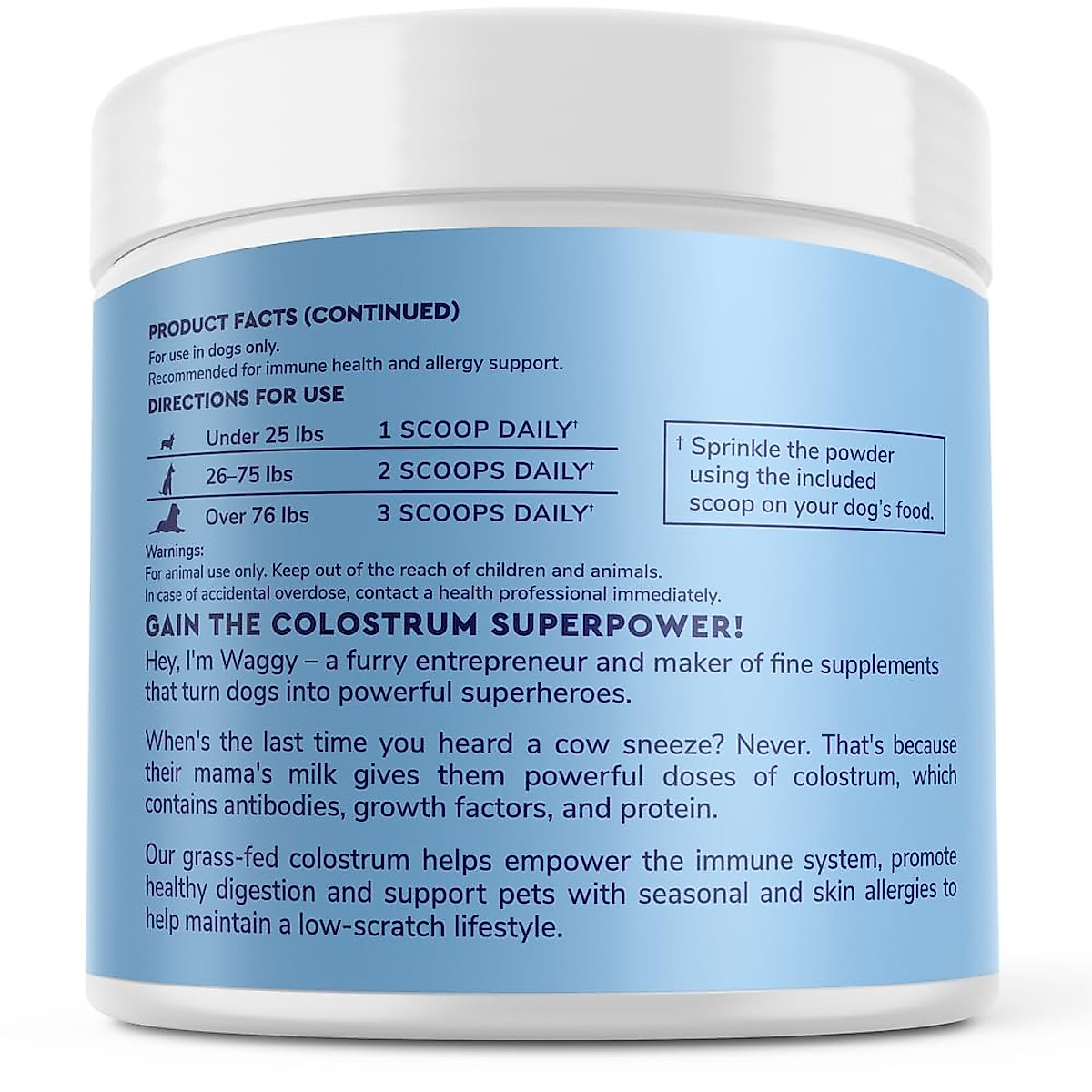 Premium Grass Fed Colostrum for Dogs – Pure Bovine Colostrum for Dogs – Immune, Allergy, Skin & Itch Relief – All Ages, Sizes & Breeds – 3.20oz