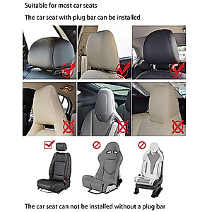 JSKRL Car Headrest Pillow, 360°Adjustable PU Leather Car Seat Head Neck Support Rest Cushion Both Kids Adults for Travel Sleeping