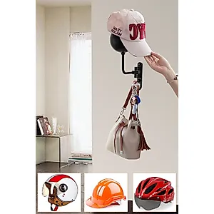 Yatuela Motorcycle Helmet Rack,2PCS Motorcycle Helmet Holder,Wall Mounted Hanger,Aluminum Alloy Helmet Stand for Motorcycle Bike Coats, Caps and Rugby Helmet