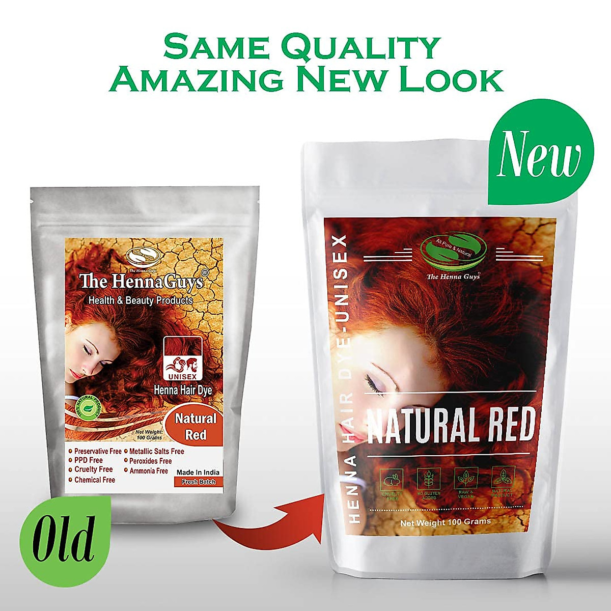 1 Pack Of Natural Red Henna Hair & Beard Color/Dye 100 Grams - Natural Hair Color, Plant-based Hair Dye - The Henna Guys