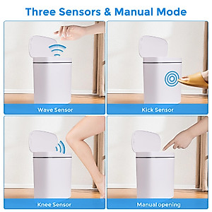 Knuidrte Bathroom Trash Can with Lid, 3.7 Gallon Waterproof Garbage Can, Electric Smart Sensor Touchless Trash Can with 40pcs Trash Bags, Ideal for Bathroom, Kitchen, Living Room