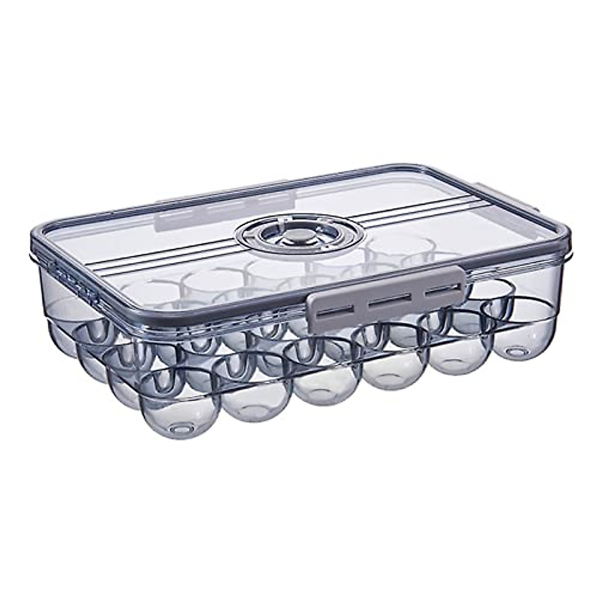 Clear Egg Tray Storage Box,Egg Holder With Lid And Special Buckle,Stackable PET Plastic Refrigerator Organizer Bins,Grey-24pieces