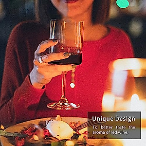 SANZO Square Wine Glasses Set 4, Wine Glasses 15oz, Elegant Design White Wine Glasses, Red Wine Glasses Set for Home Bar Party (4pcs)