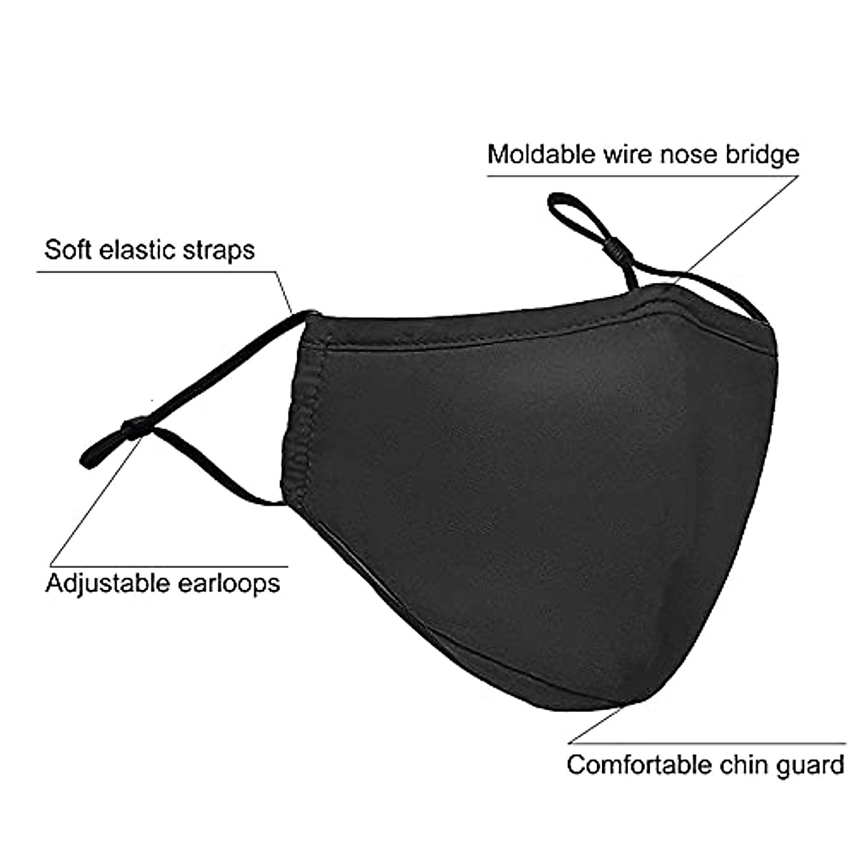 12 Pack Washable Cloth Face Mask Reusable with Adjustable Ear Straps & Nose Wire Comfortable Breathable Cotton Face Masks,3 Ply Adult Safety Mask for Women Men