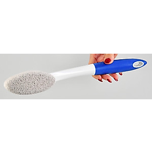 Home-X Pumice Toilet Cleaning Wand, Volcanic Pumice Toilet Bowl Cleaner with Handle, Easy-To-Use Scrubbing Wand for Toilet Bowl Stains, 13 ½ " L x 1 ½ " W x 1" H, White/Blue