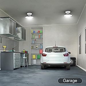 HYPERLITE LED Garage Lights 60W, 9000LM Adjustable LED Garage Ceiling Lights, 3 Panel LED Attic Light Compatible for E26 Socket for Workshop Garage Warehouse Attic Pole Barn Gym-2pack