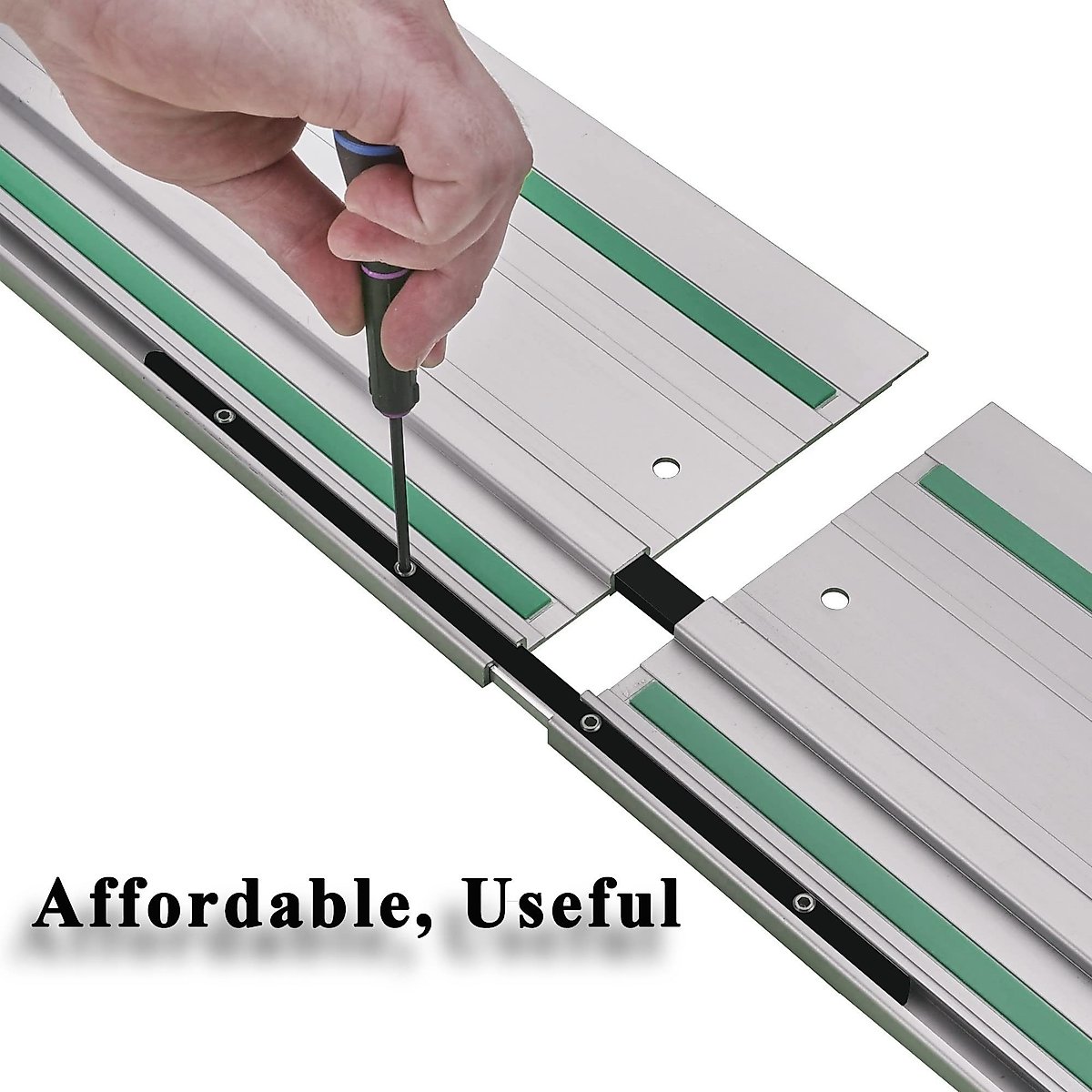 Guide Rail Connector Set P-20177 for Makita Track Saw Long Cuts， Also Compatible with Festool, Fit for DeWalt in Integrated Guide Rail T-Slots for Secure Cutting, 4 PCS, Black