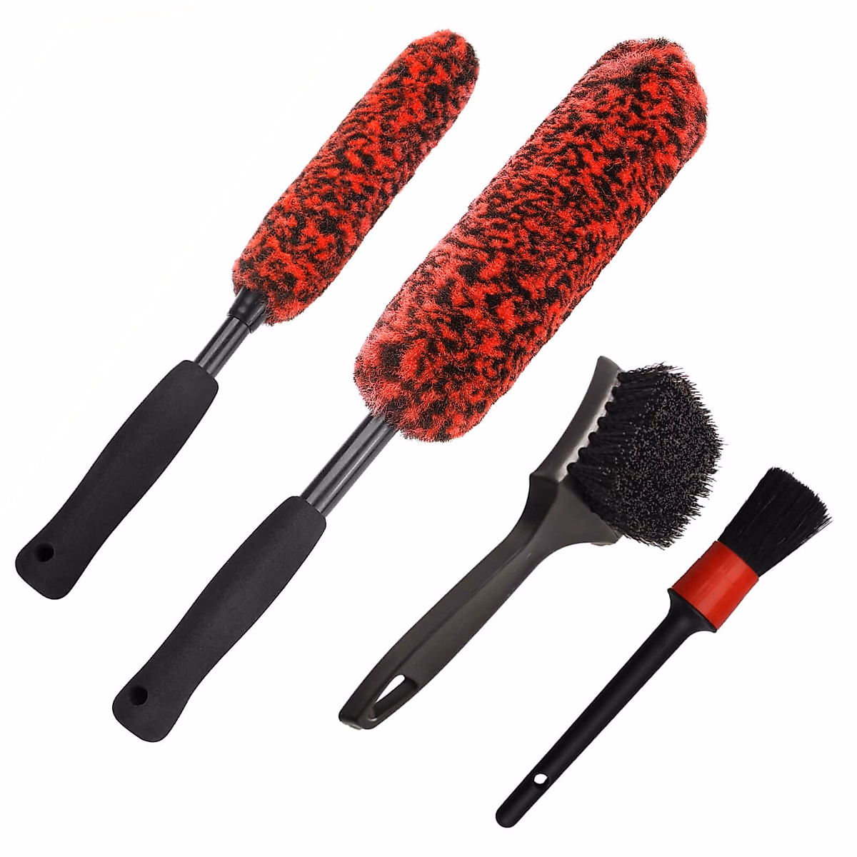 XCGaidt Car Wool Wheel Brushes for Cleaning Wheels Set (3 Pack), Metal-Free Tire Brushes Kit, Soft Wheel Brushes for Cleaning Tires and Rims