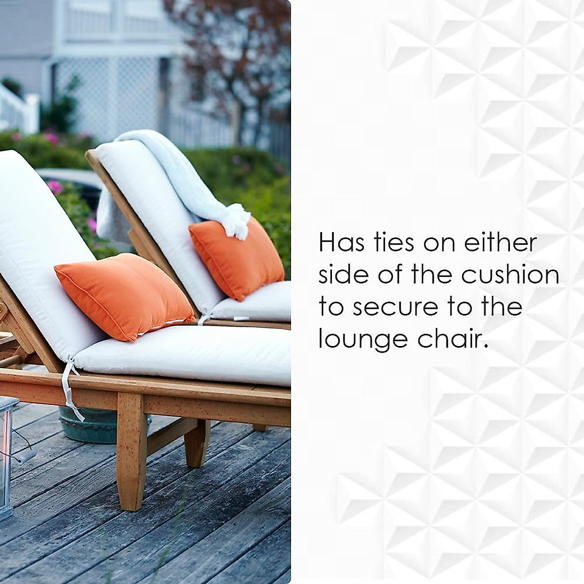 RSH DECOR: Tufted Chaise Lounge Seat Cushion | 72” x 22” | All-Weather Spun Fabric | Water and Fade-Resistant | Outdoor Chair Cushion for Patio Furniture | Grey & White Stripe