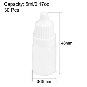 uxcell Plastic Dropper Bottle, 5ml/0.17oz Small Mouth Drop Bottles Empty Squeezable Eye Liquid Dropper Bottle 30pcs