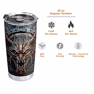 64HYDRO 20oz Steampunk Mechanical Engineer Clockwork Dragon Tumbler, Gaming, Gamer Gifts for Dragon Lovers, Stainless Steel Double Wall Vacuum Insulated Coffee Mug, Travel Cup with Lid