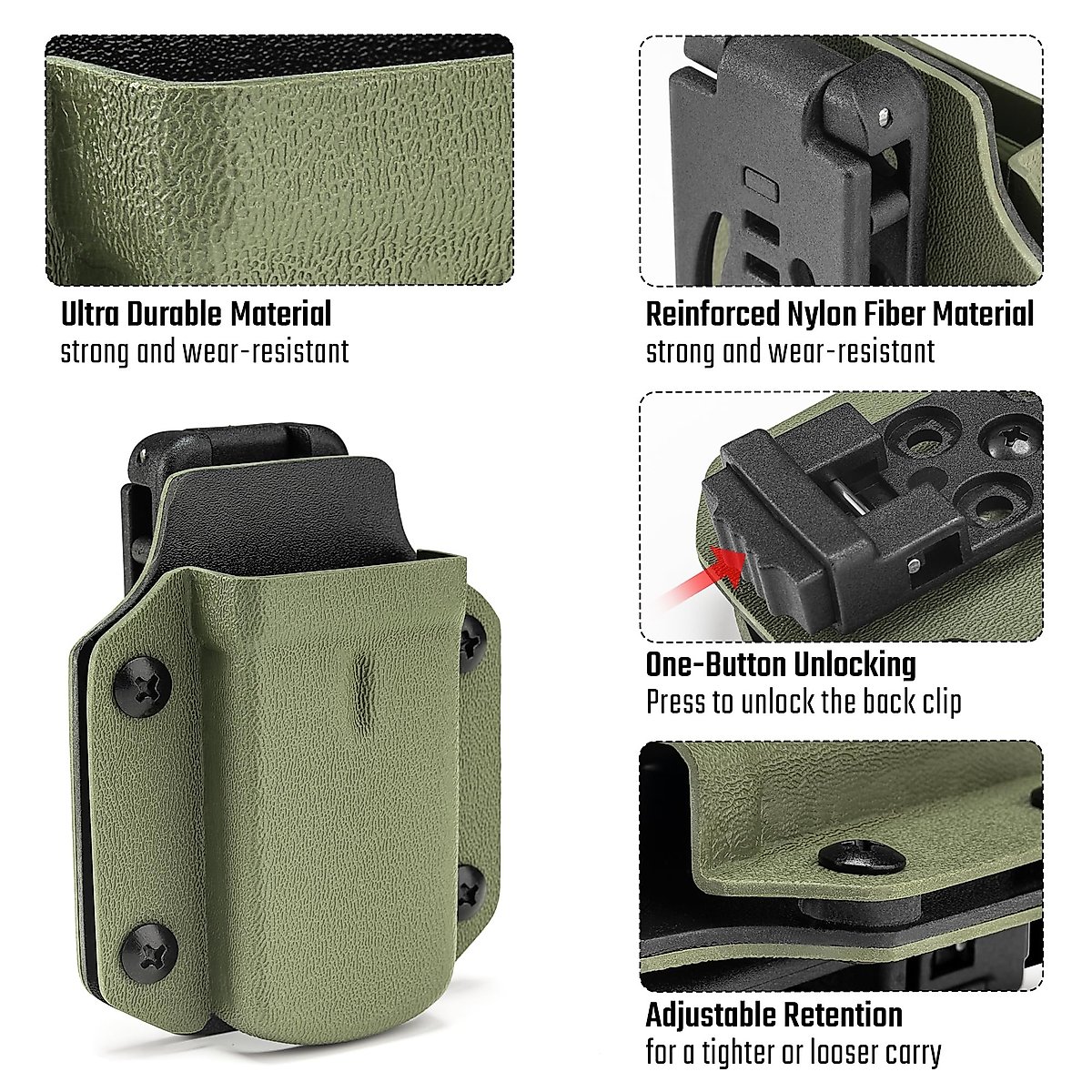 TACTICAL GEEK TX3 Multi-Tool Sheath, Multi Tool Holster, Thickness Adjustable Multi-Tool Holder with Back Clip for Belt, Multi-Tool not Included(Green)