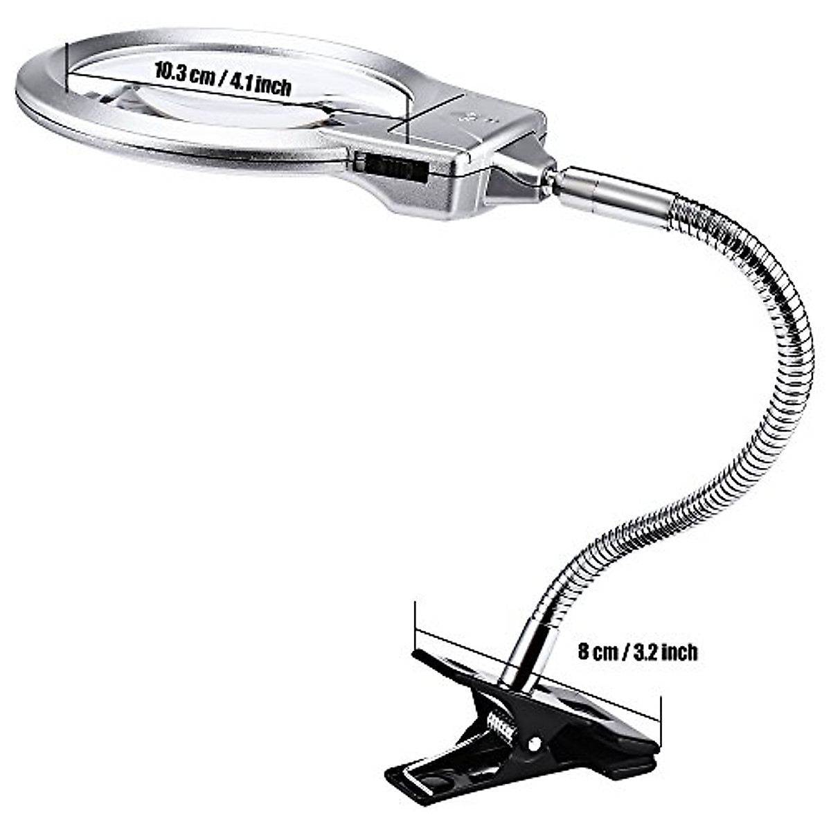 Magnifers Lighted Hands Free,Pro-Flex Desk Led Magnifying Glass Lamp 2.25X 5X Insert Lens Desktop Table Lamp for Close Work, LED Lighted Gooseneck Magnifier with Clamp for Reading