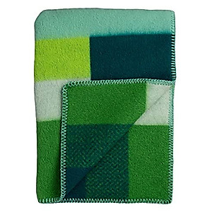 Roros Tweed Designer 100% Norwegian Wool Throw Blanket in Many Patterns (Mikkel in Green)