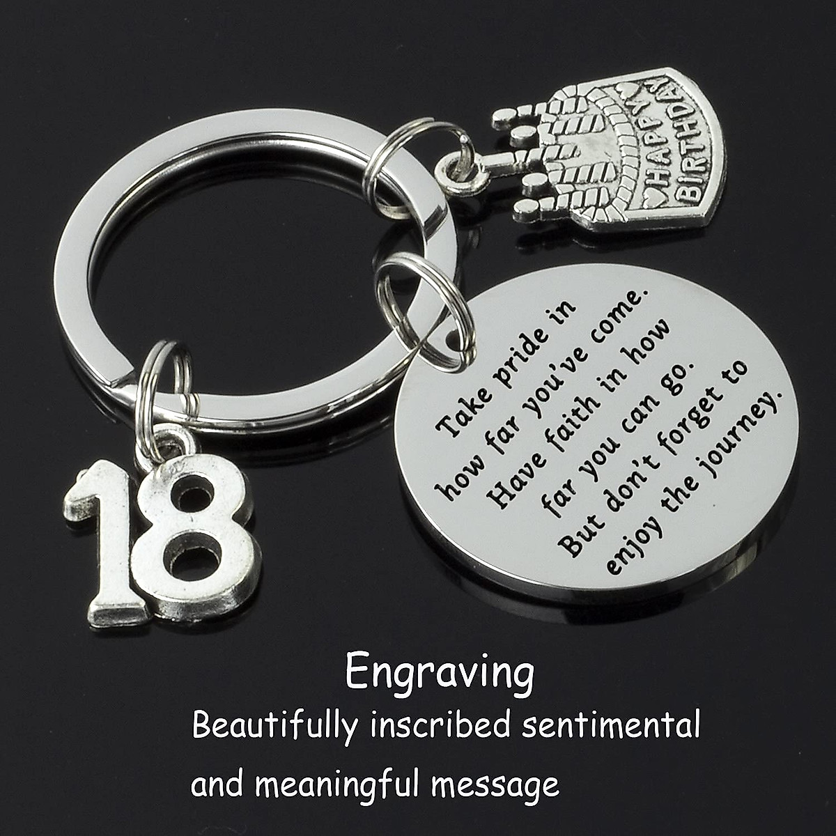 18th Birthday Gifts for Girls Take Pride in How Far You've Come and have Faith Key Chains Best Women Men Happy Eighteen 18th Birthday Keychain